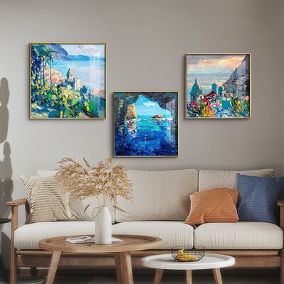 网红现代简约面朝大关海春暖花开装饰画客厅走廊玄壁画Z中海地风