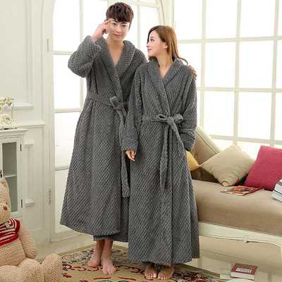 极速On Sale Lovers Thick Warm Winter Bathrobe Men Soft .as S