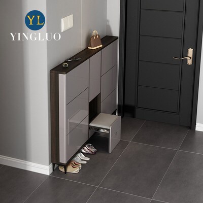 OD59意式轻奢超薄鞋柜新款202z1门厅家用门口翻斗式鞋柜17cm大容