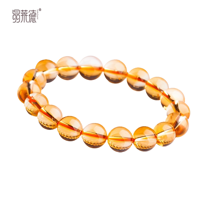 天然巴西黄水晶手串金橘黄晶深黄