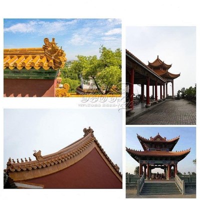 琉璃瓦古屋檐瓦陶瓷屋顶建筑用z瓦片防古釉面瓦金黄色红绿色猫头