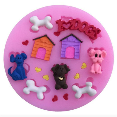极速Pink House Dog Pet Animal Bone Love Liquid SiUlicone Fon