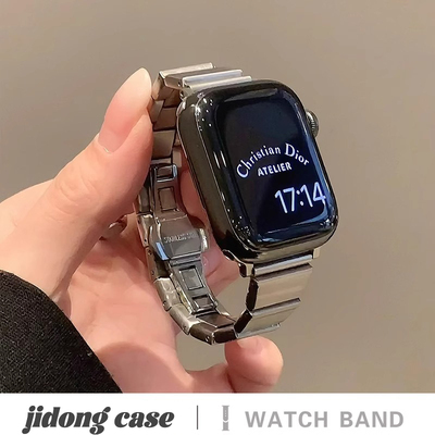 适用iWatchs11表带苹果手表10代女款金属ApplewatchS9不锈钢高级感SE夏天42/46mm透气s8一株小蛮腰链式Ultra3