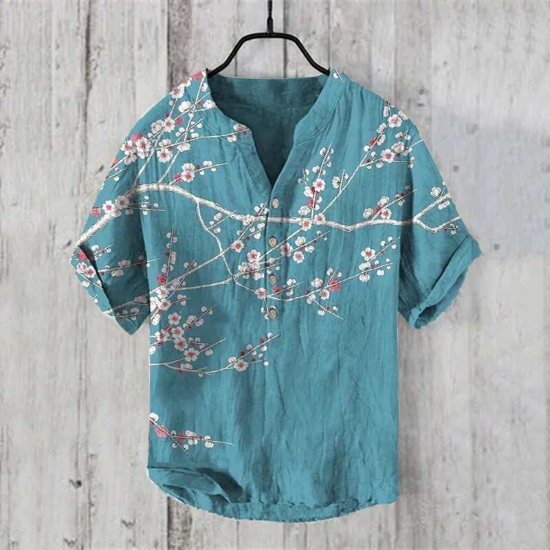 3D印花三粒扣短袖衬衫3D printed thre buton short sleved shirt