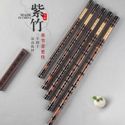 极速笛子紫竹笛专业演奏型横笛单一节紫竹笛子Q初学精制陈情古风