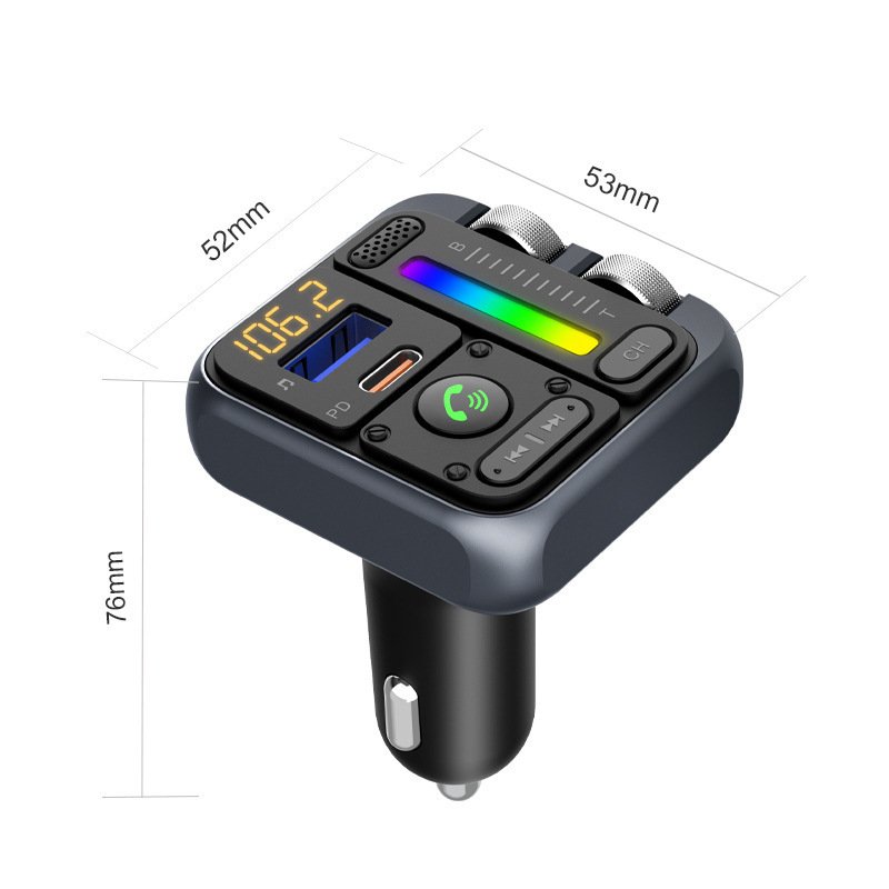 MT04A新款车载蓝牙fm发射器MP3播放器U盘式高低音PD30W快充车充