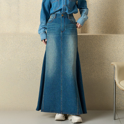 姚领YAOLY2025新品蓝色牛仔裙
