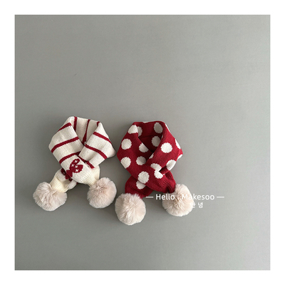 makesoo红色系儿童秋冬保暖围脖