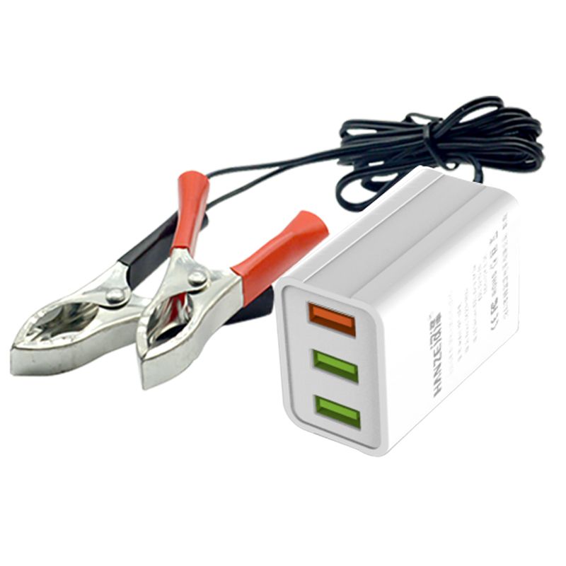 新品摩托车电瓶12伏转5v手机充电器多口usb快充24TV船用车载转换