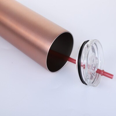 新品20oz Skinny Tumbpler Wine Cup With Lid Straw Beer Mug Do