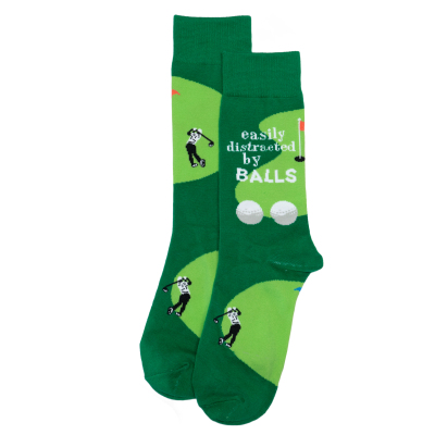 舒适棉质Easily Distracted Golf高尔夫爱好者挥杆果岭男袜RH