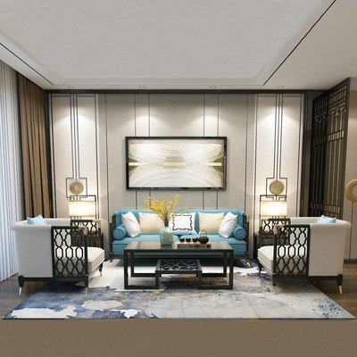 新中式实木休闲椅后现代简约酒店卧室售楼处洽谈桌椅组合单人沙发