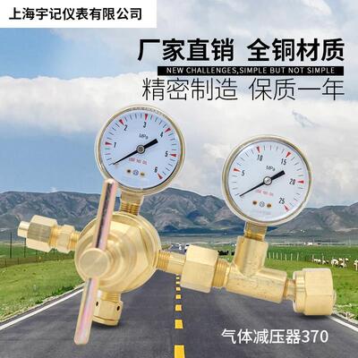 高压氮气减压器YQD-370全铜氢气氦气减压阀空调打压表25*6Mpa