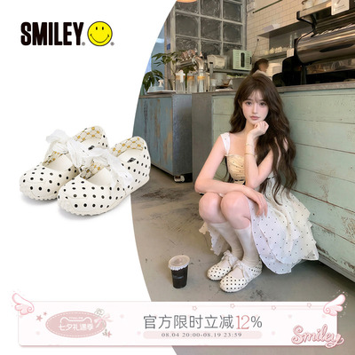 SMILEY笑脸白波点蕾丝增高玛丽珍