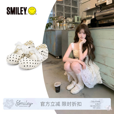 SMILEY笑脸白波点蕾丝增高玛丽珍