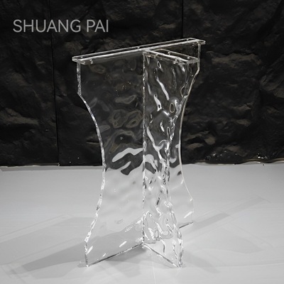 亚克力滑轮透明桌腿渐变餐桌岛台异形桌脚支架桌角岩板支撑架