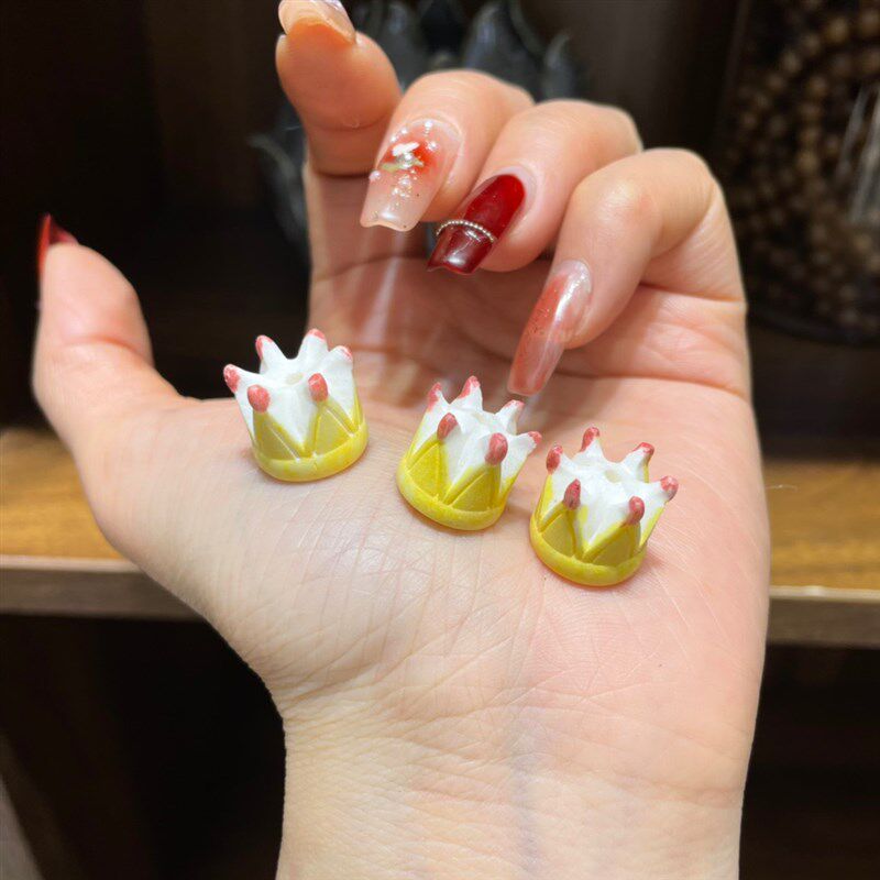 极速根付皇冠配件手工diy配H饰文玩饰品佛珠手串竖孔