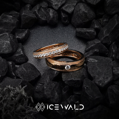 Classic对戒｜ICEWALD真冶圆钻18K金复古宫廷风女款对戒结婚礼物