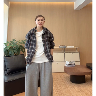 AJDE｜“热可可”连帽格子外套