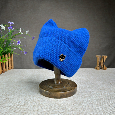 韩版猫耳朵女士甜美可爱兔绒毛线帽秋冬季网红百搭街拍甜酷针织帽