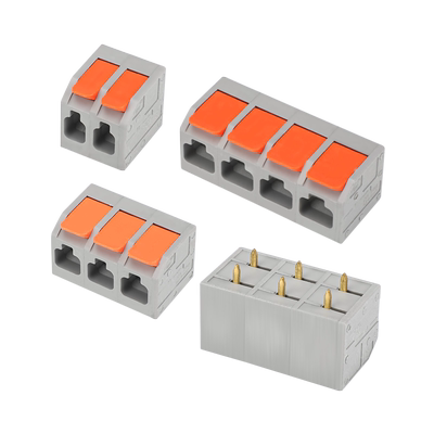奎神电力 接线端子2 3P免焊线弹簧按压式pcb栅栏式32A铜针