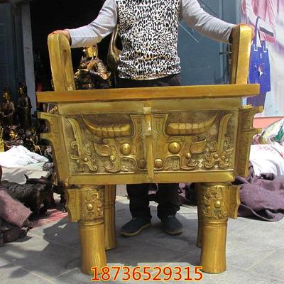 大号铜器神兽面鼎纯铜鼎方鼎纯铜香炉镇宅宝鼎风水铜器开业摆件