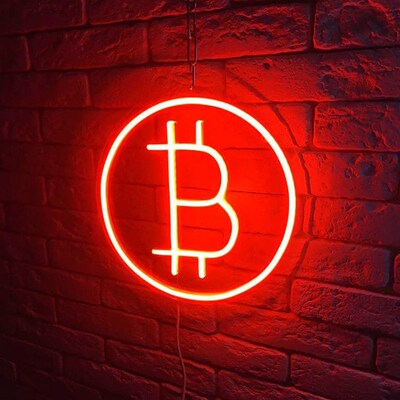 极速厂家外贸跨境Bitcoin比特币霓虹灯标识图形造型灯室内酒吧霓