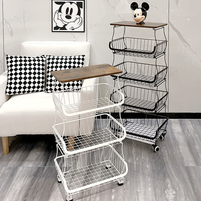 速发栋哈小推车蔬菜置物架厨房落地多层家用零食水纳收果菜篮菜放