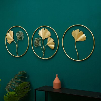 极速Nordic Whrought Iron Ginkgo Leaf Wall Decoration Modern