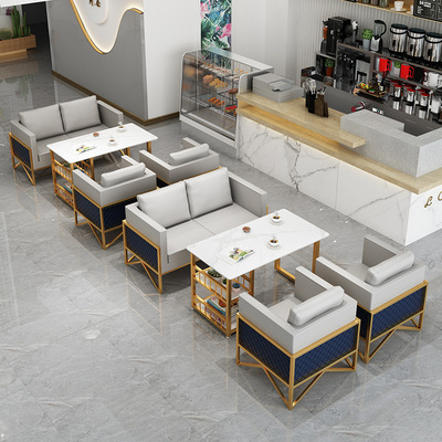 轻奢酒店大堂办公接待休闲区卡座沙发商务简约售楼处洽谈桌椅组合