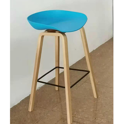 现代简约酒吧椅白色吧台椅木脚收银台吧台凳子黑色家用吧椅高脚凳