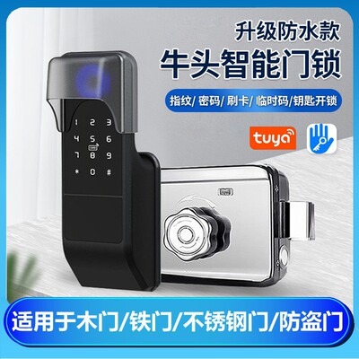 防水老式牛头锁庭院指纹密码锁