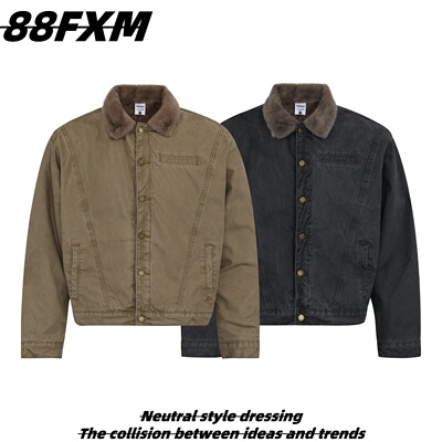 美式复古bomber老钱翻领夹克外套