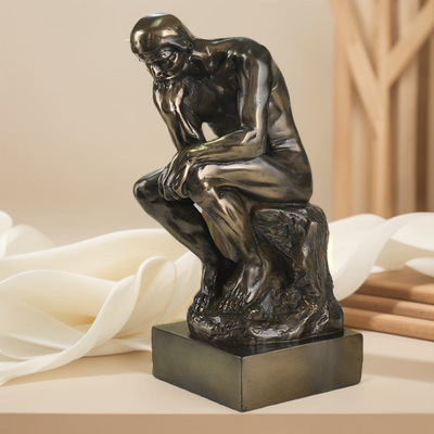 欧式思想者铸铜摆件 思考者工艺品 卧室书房家居装饰品 高端摆设