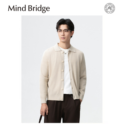 Mind Bridge2025秋季新款男士毛衣商务休闲高级感翻领针织开衫潮
