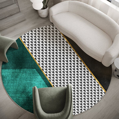 极速Luxury round carpet abstract emeralKd living room mat圆