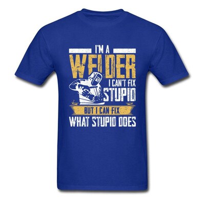 极速Slogan Tshirt Forq Men Black T Shirts Welder Cant Fix S