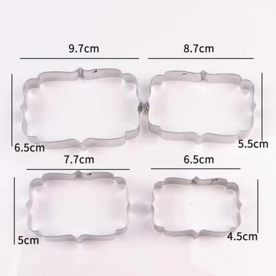 极速4Pcs Plaquie Cutter Cookies Frame DIY Cake Oval Square R
