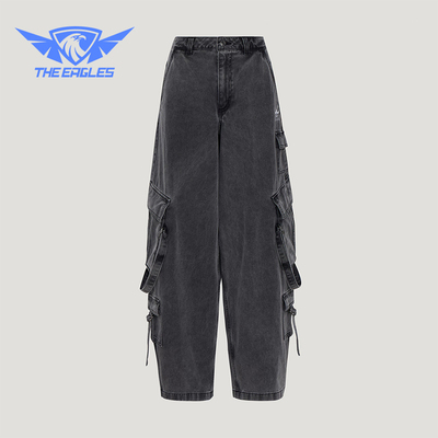 Adidas/阿迪达斯正品三叶草女士多口袋工装经典牛仔运动裤KU9535