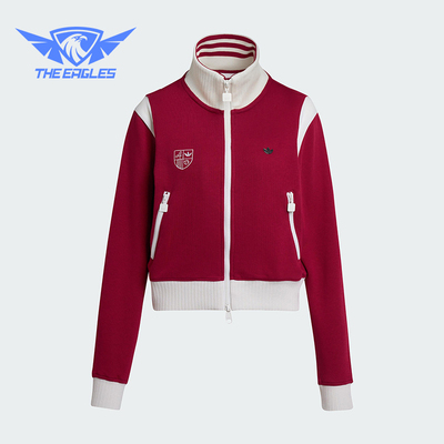 Adidas/阿迪达斯正品三叶草女士休闲复古针织立领运动外套KG8221