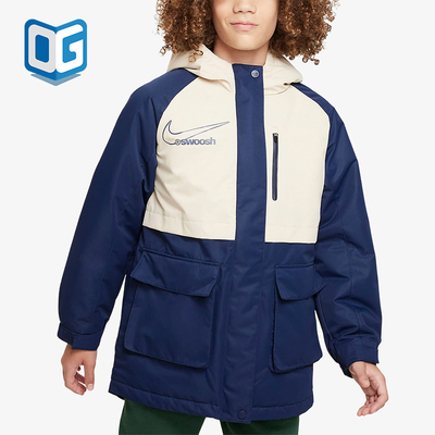 耐克大童拼接保暖休闲运动棉服