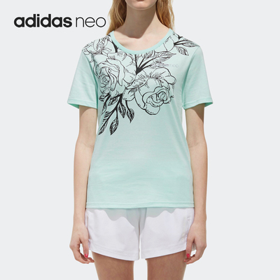 Adidas/阿迪达斯正品 Neo女装 新款圆领运动休闲透气T恤 DU2374