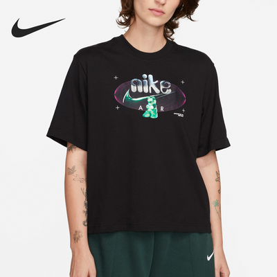 Nike/耐克正品新款女士圆领针织透气运动休闲短袖DX7927-010