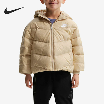 Nike/耐克正品新款儿童米白卡其色保暖连帽羽绒服IQ9935-101