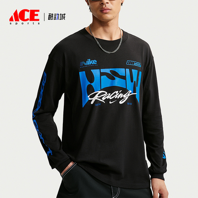 Nike/耐克正品男女同款字母印花圆时尚领长袖T恤IM3782-010