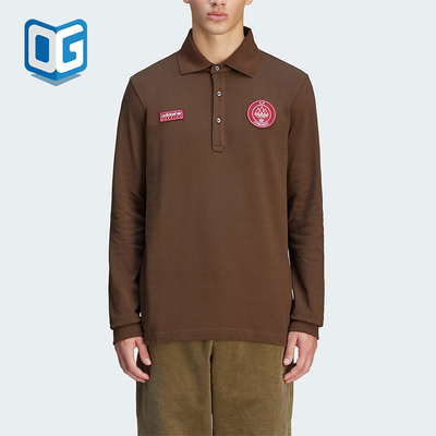 Adidas/阿迪达斯正品三叶草男士翻领复古长袖POLO衫JE8671