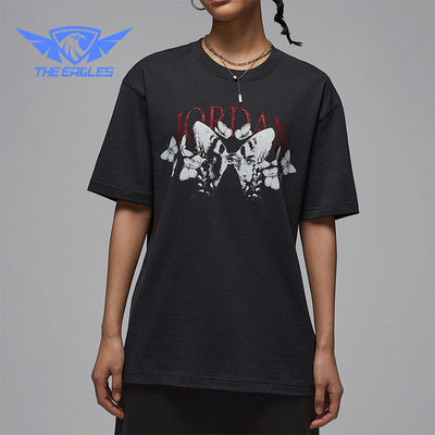 Nike/耐克正品JORDAN女士印花宽松透气经典圆领短袖T恤IB7032-045