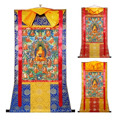 极速定制西藏唐卡2149释迦牟尼佛与十六罗汉P装裱尼泊尔风格非手