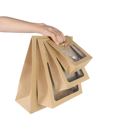 极速2pacs Kraft Paper Transparent Window Boxes Gift Packagin