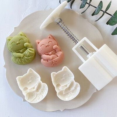 极速50ag Lucky for Cat Shape Pastry Mooncakes Molds Mooncake